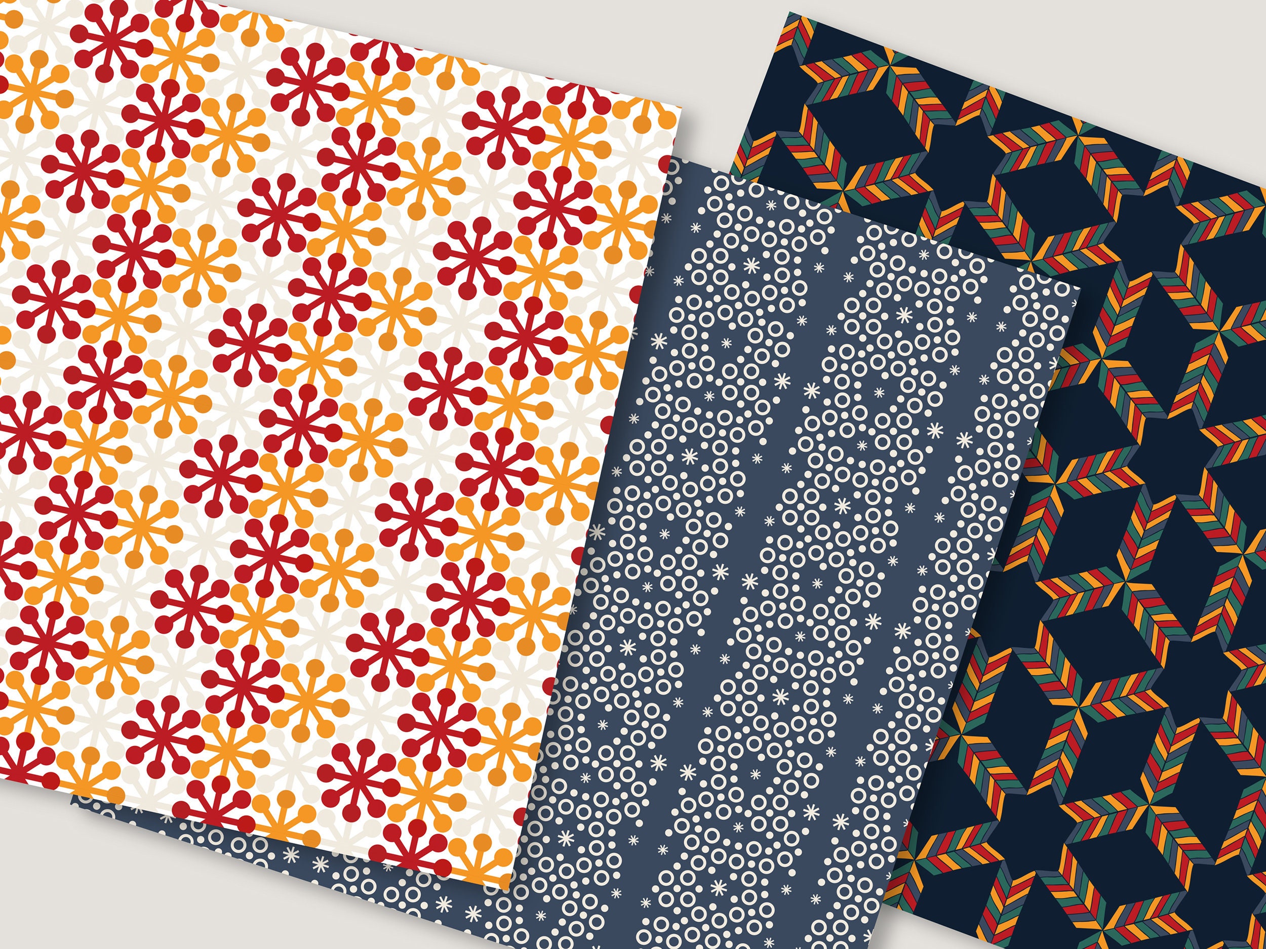 Christmas Digital Paper Pack Holiday Seamless Patterns With - Etsy