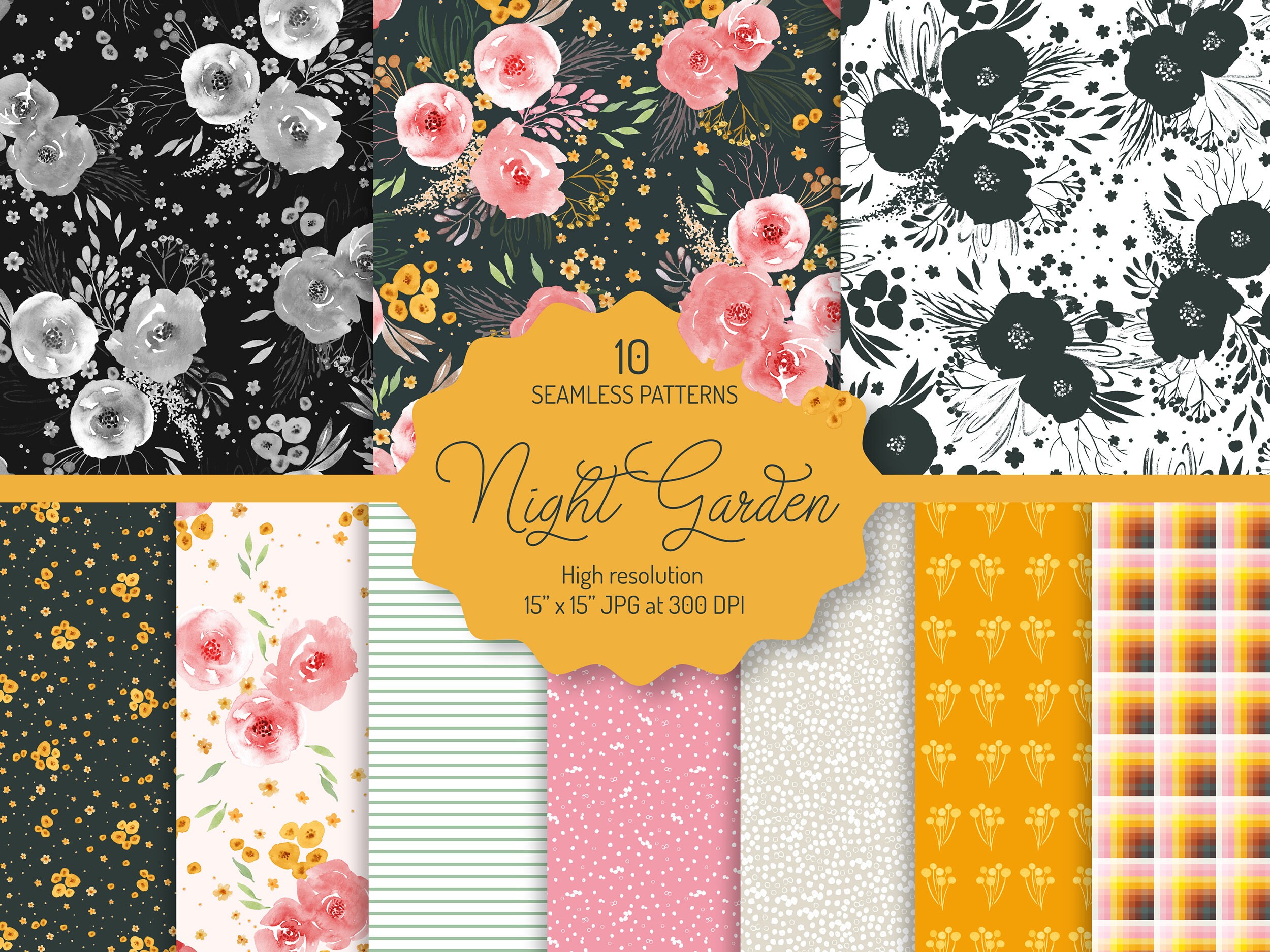 Watercolor Roses Digital Paper Pack Flowers Seamless Pattern - Etsy