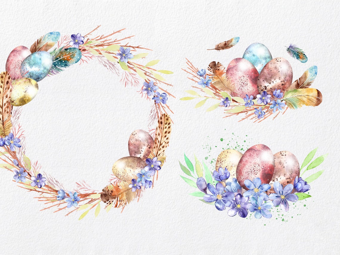Watercolor Easter Clipart Set SPRING Clipart Watercolour | Etsy