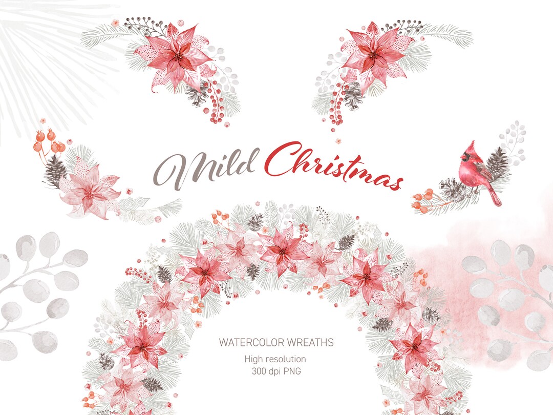 Watercolor Christmas Wreaths "mild Christmas" | Christmas Wreath ...