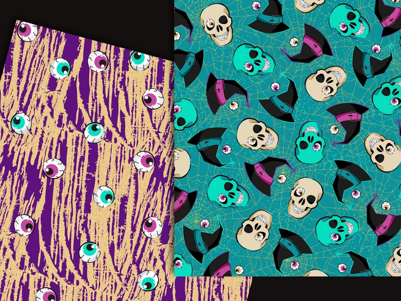 SEAMLESS Halloween Digital Papers Witch and Skull Gothic - Etsy
