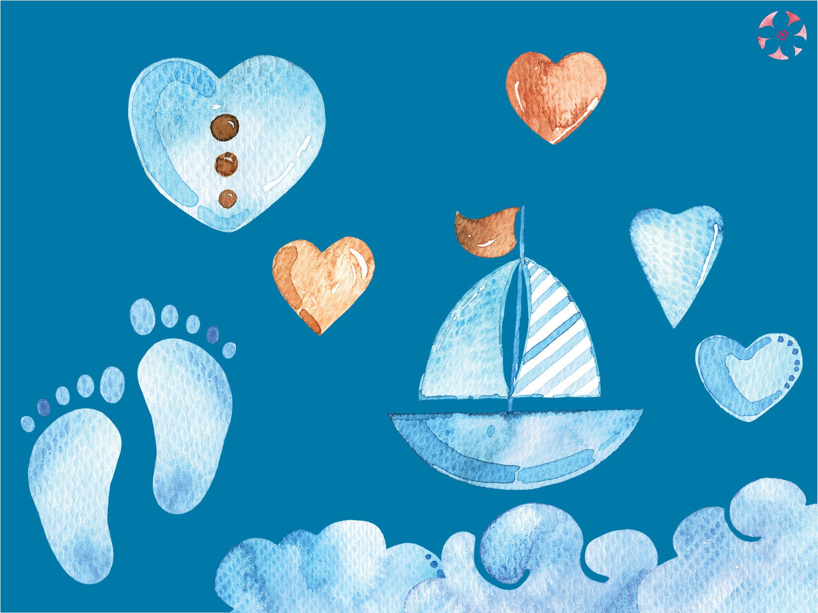 Baby Boy Clipart Set Watercolor New Baby Clip Art Hand Drawn | Etsy