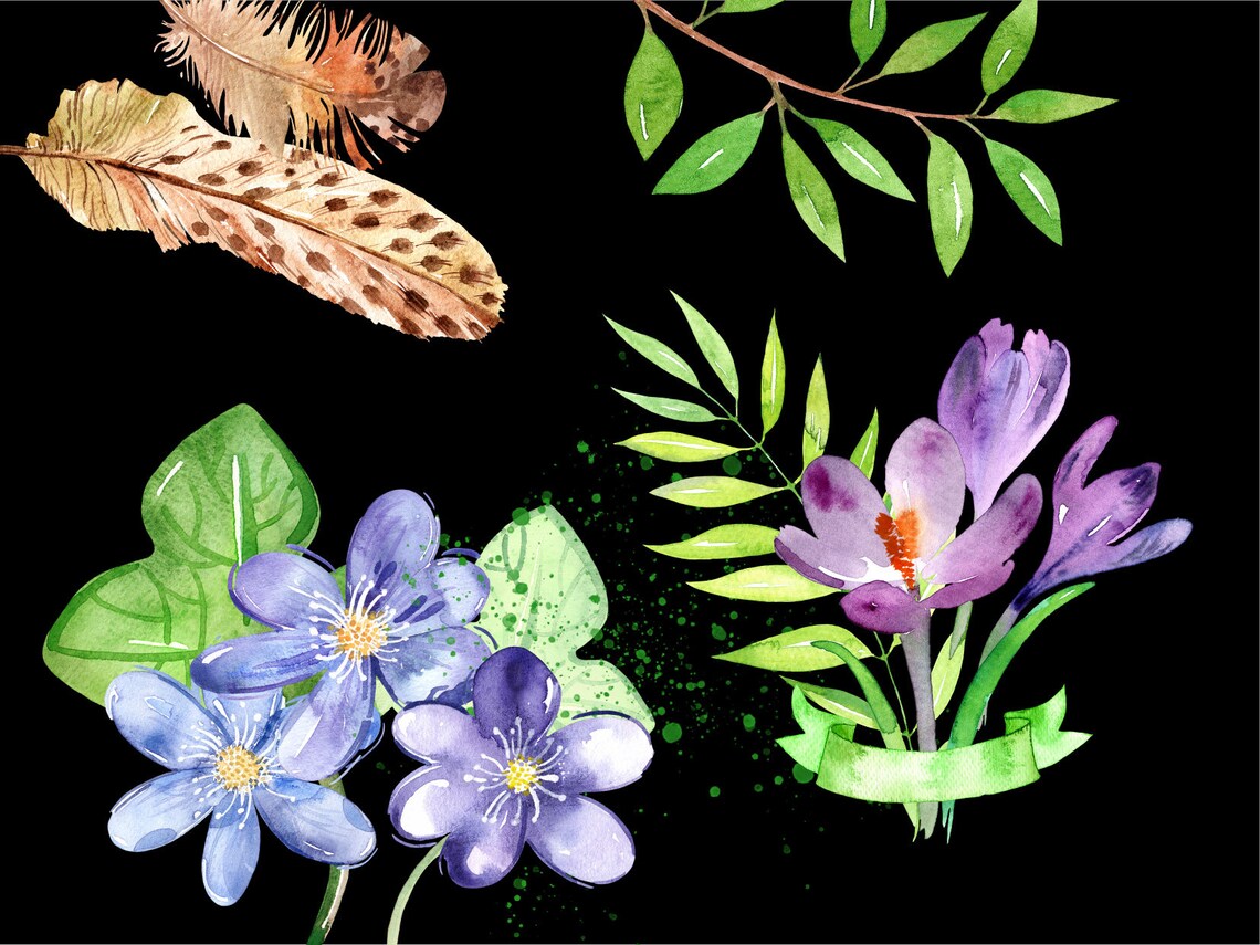 Watercolor SPRING Clipart Set SPRING Flowers Clipart Hand - Etsy