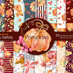 SEAMLESS Watercolor Thanksgiving Digital Paper Pack | Pumpkin ...