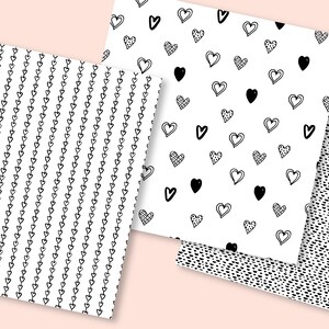 Love Seamless Digital Backgrounds, Valentine Day Black & White Digital ...