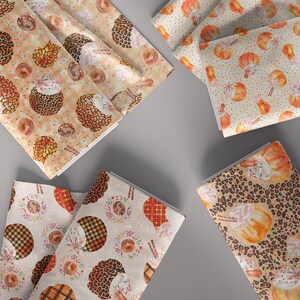 SEAMLESS Watercolor Pumpkin Spice Latte and Leopard Print Digital Paper ...