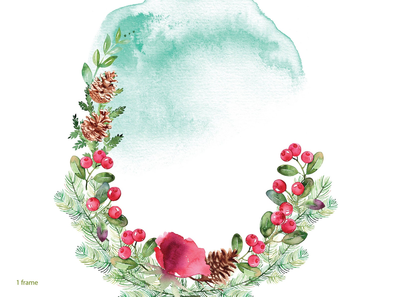 Watercolor Christmas Clipart Set wreaths bouquets cards | Etsy