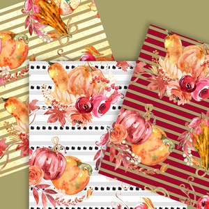 SEAMLESS Watercolor Thanksgiving Digital Paper Pack | Pumpkin ...
