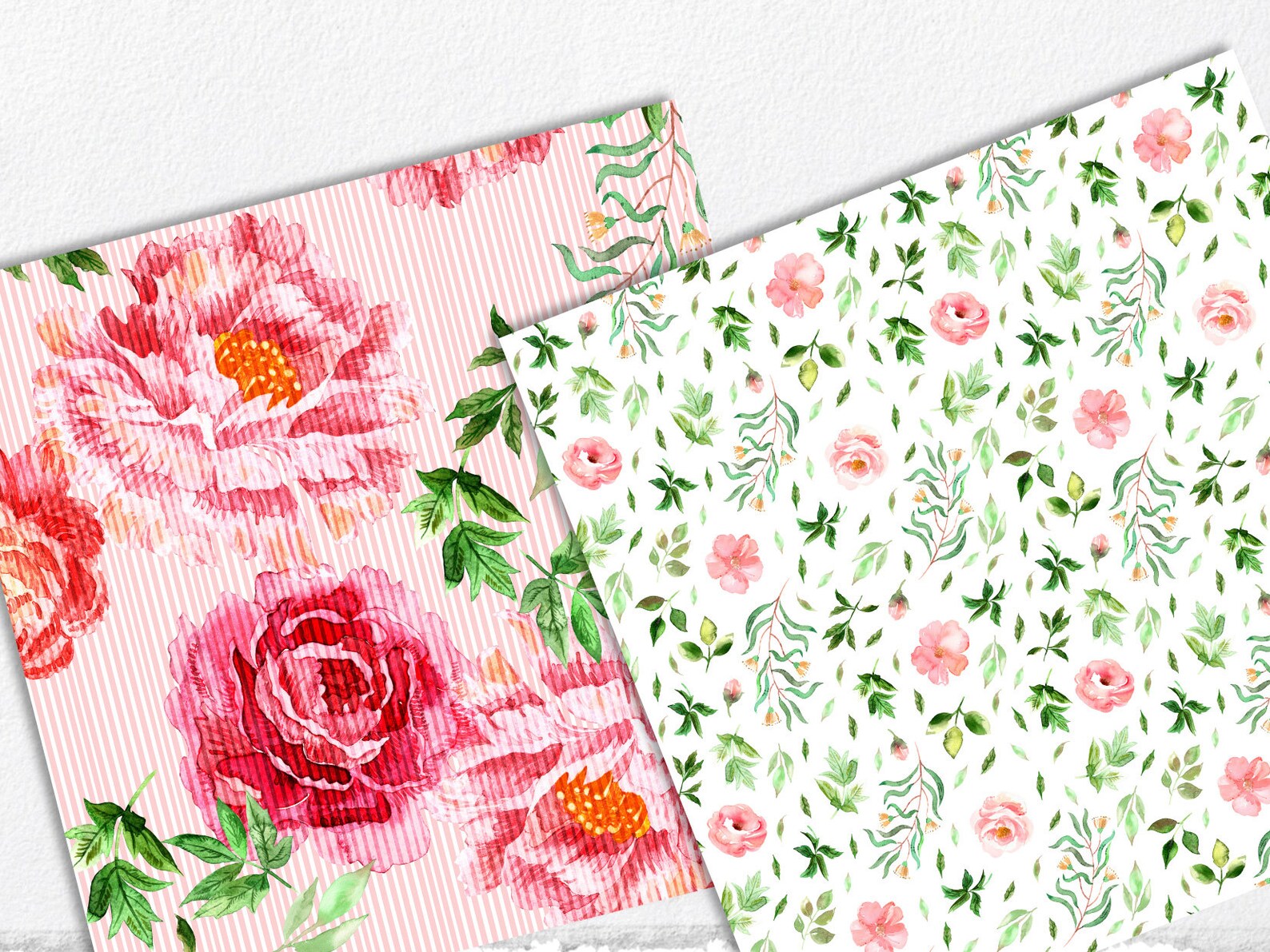 Watercolor Blush Garden Digital Paper Pack Flowers Seamless - Etsy