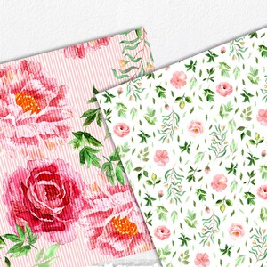 Watercolor Blush Garden Digital Paper Pack | Flowers Seamless Pattern ...