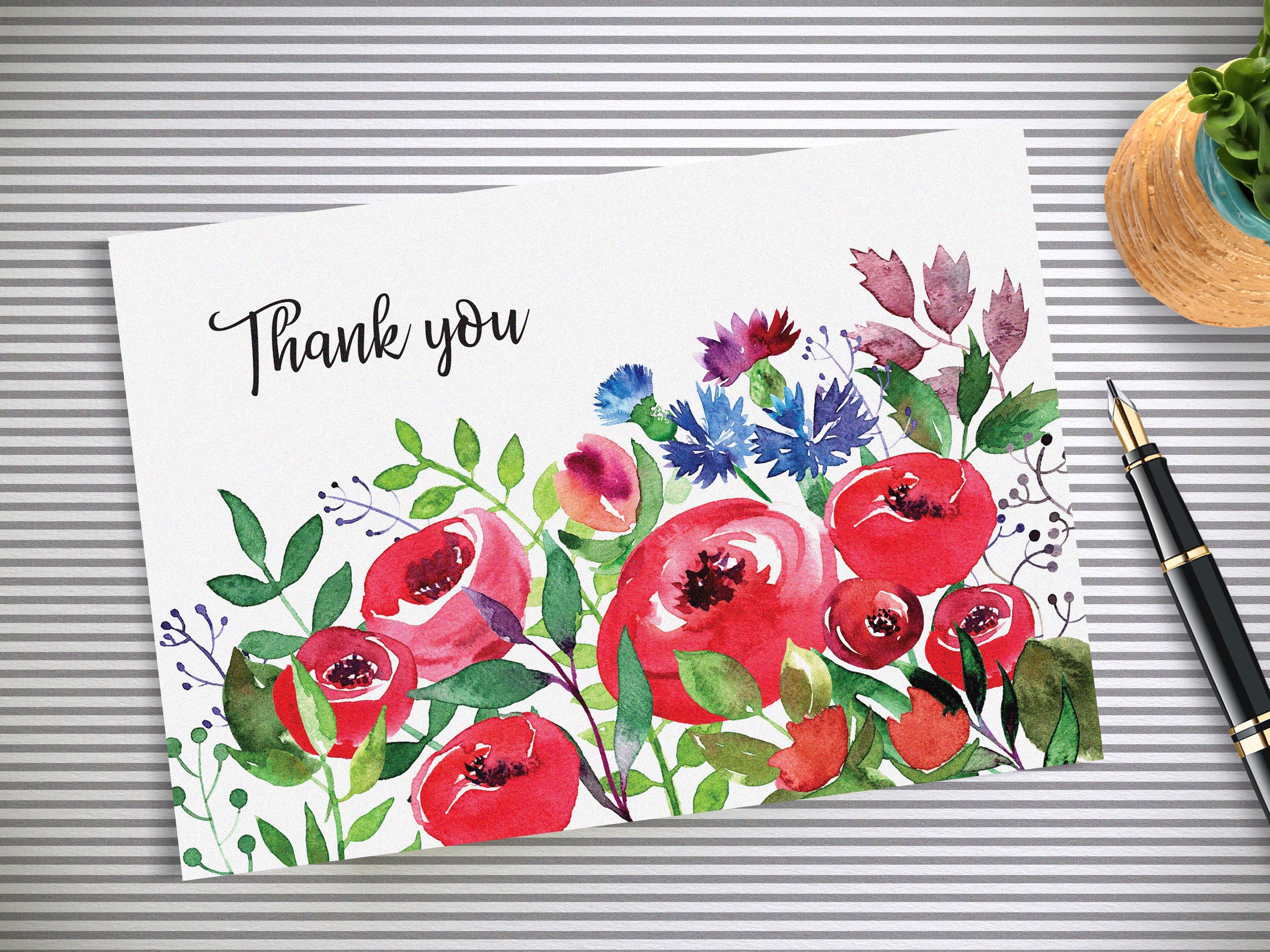 Summer Thank You Card Floral Thank You Card Wedding Thank | Etsy