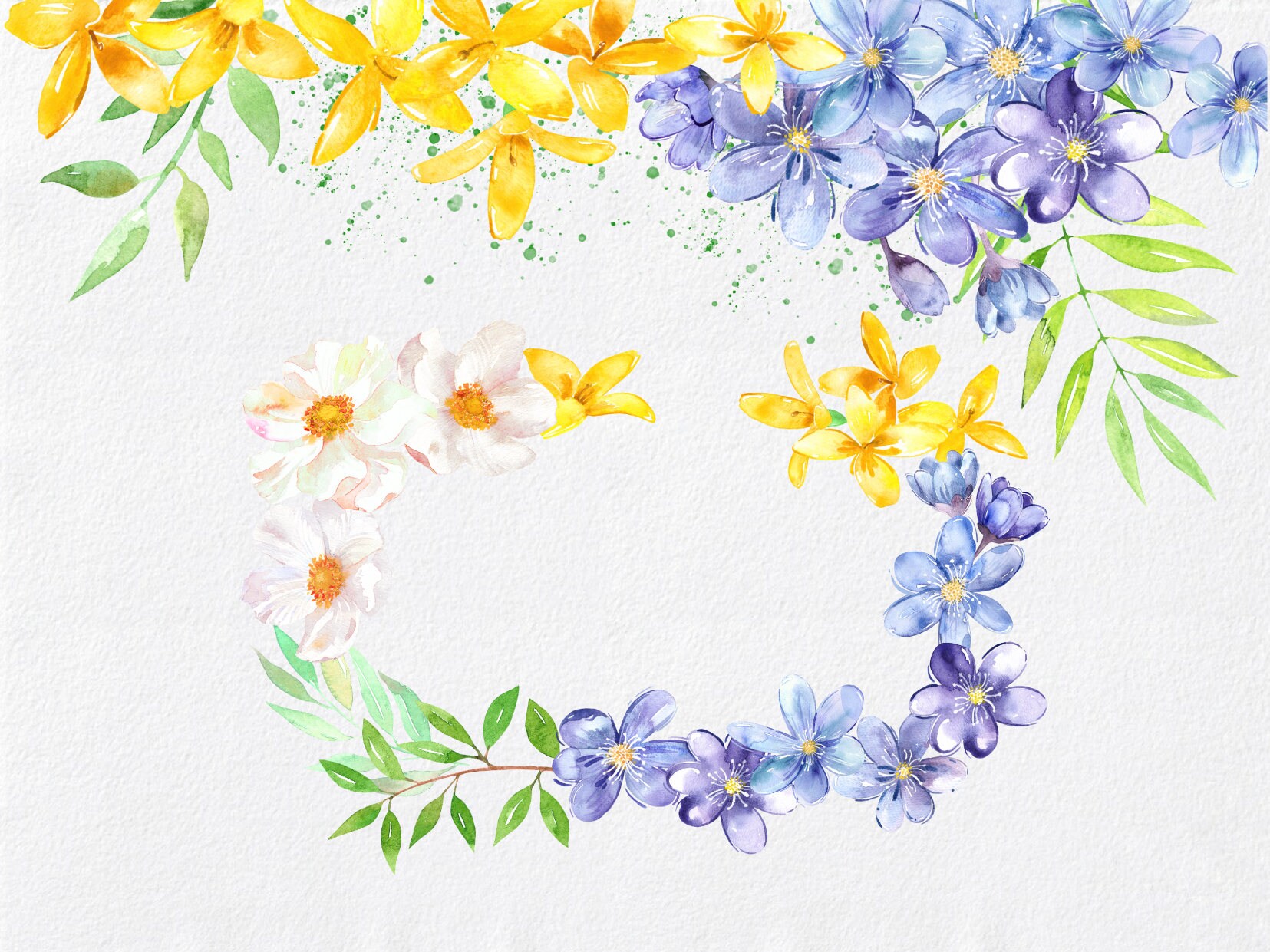 Watercolor SPRING Frames Clipart Spring Flowers Frames Set | Etsy
