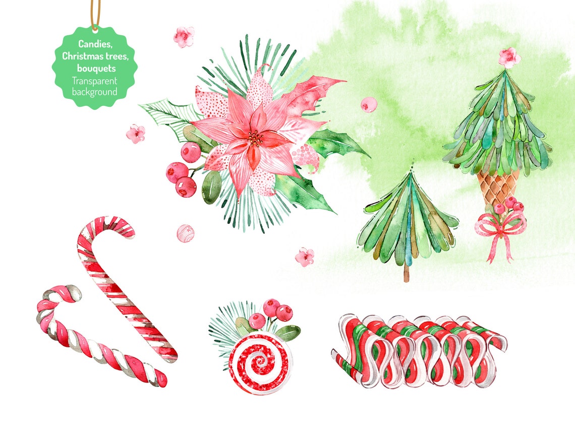 Watercolor Retro Christmas Clipart Set Vintage Toys Clipart | Etsy