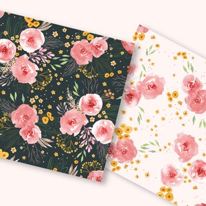 Watercolor Roses Digital Paper Pack | Flowers Seamless Pattern ...