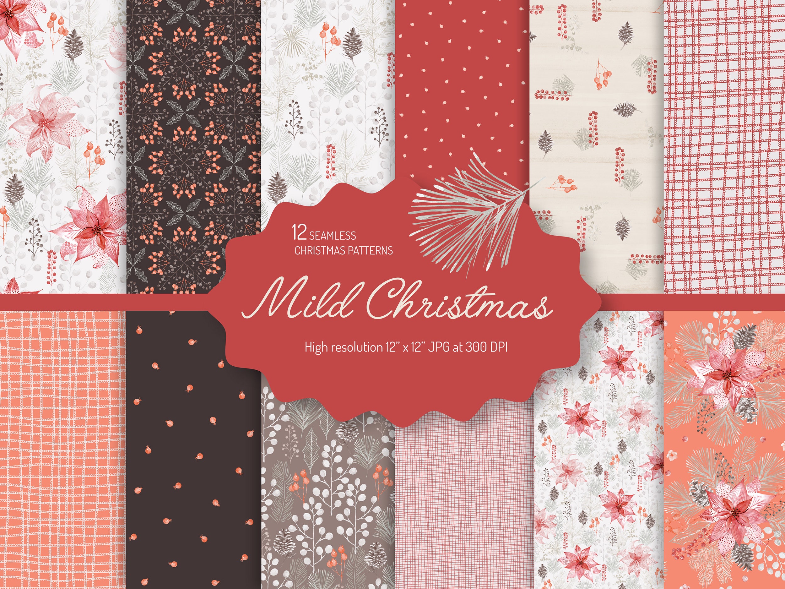 Watercolor Christmas Seamless Patterns Holiday Digital Paper - Etsy