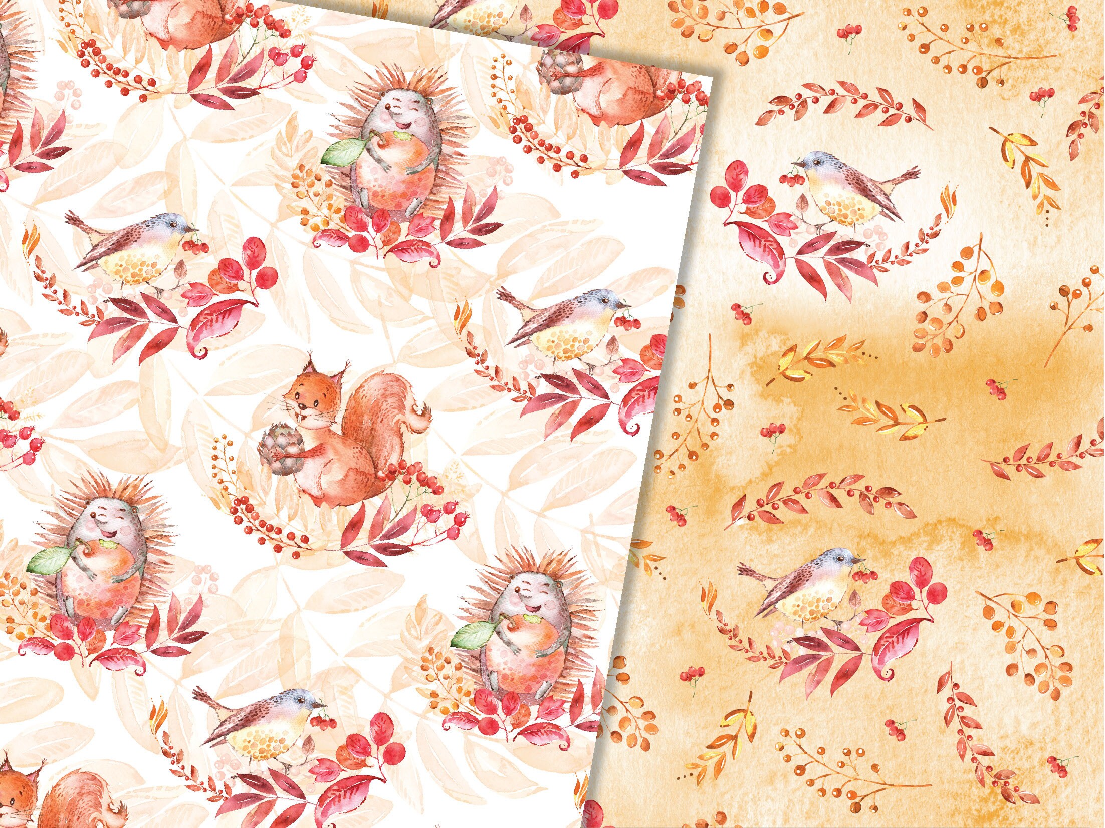 SEAMLESS Watercolor Fall Digital Paper Pack Autumn | Etsy