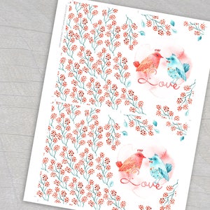 Valentines Card Printable, Love Birds, Valentines Day Greeting Card ...