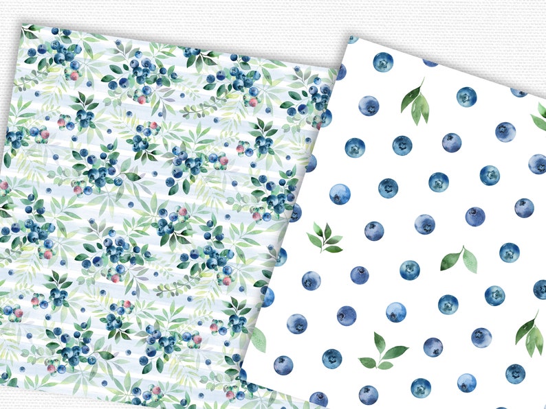 SEAMLESS Watercolor Blueberries Digital Paper Pack Blueberry - Etsy