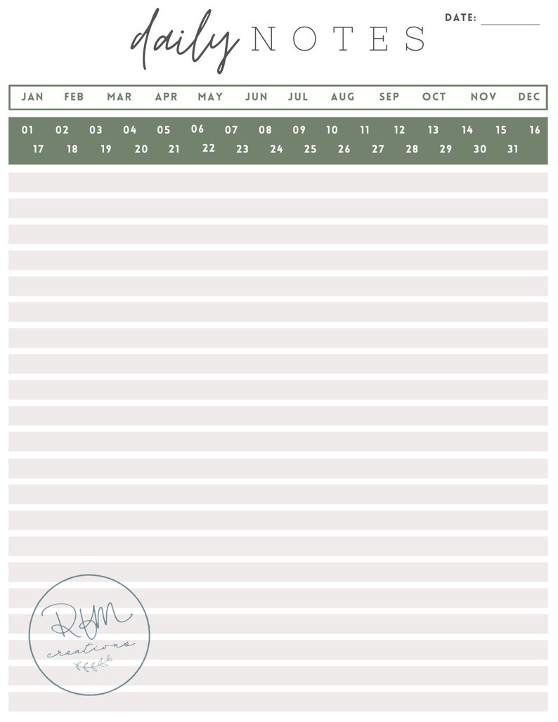 Daily Notes Printable Digital Download - Etsy