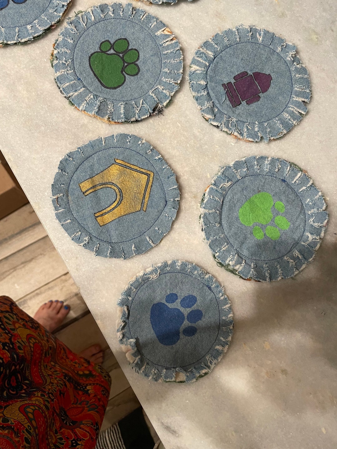 Round Cotton Coasters Canine Dog Theme - Etsy