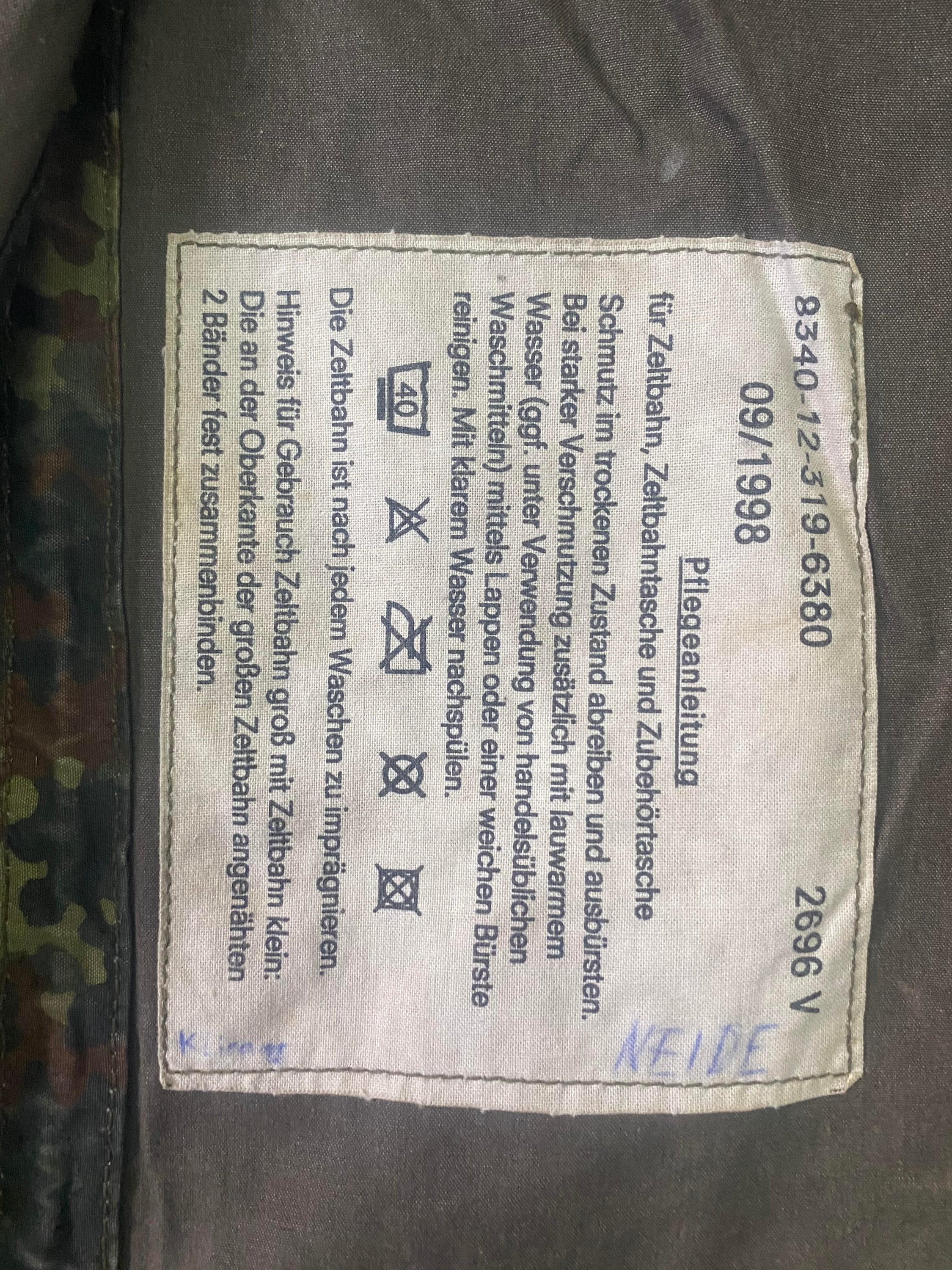 German Army Flecktarn Hood Camo Tent Shelter Case or Storage Bag - Etsy
