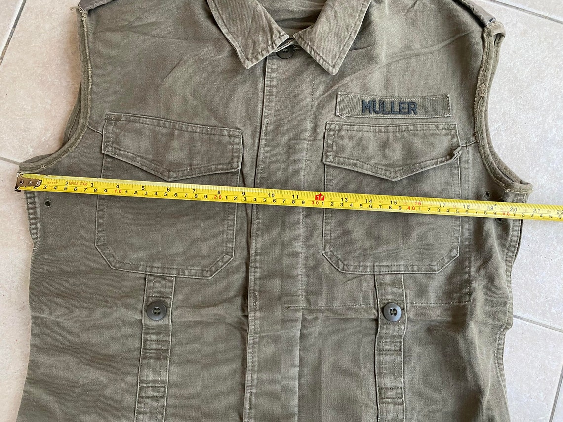 BUNDESWEHR German Army Surplus Moleskin Cotton Sleeveless Shirt Vest ...