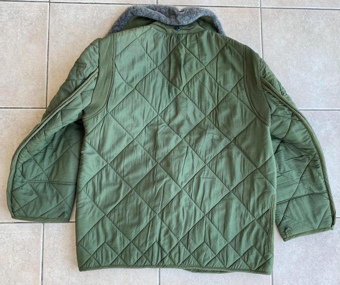Czech Army Jacket With Fur Collar Quilted or LINER Size 164.47 - Etsy