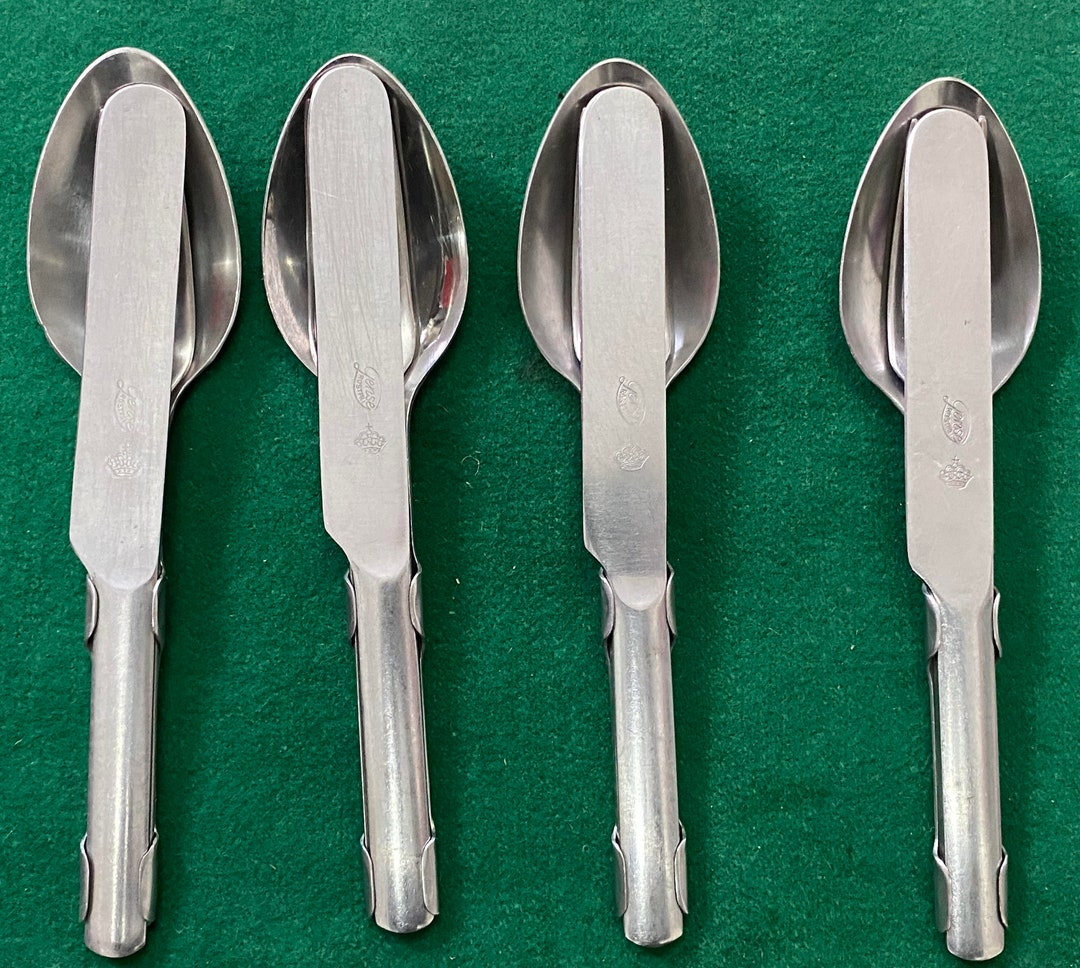 Danish or Swedish Army Spoon Knife Fork Mess Set Cutlery With Crown ...