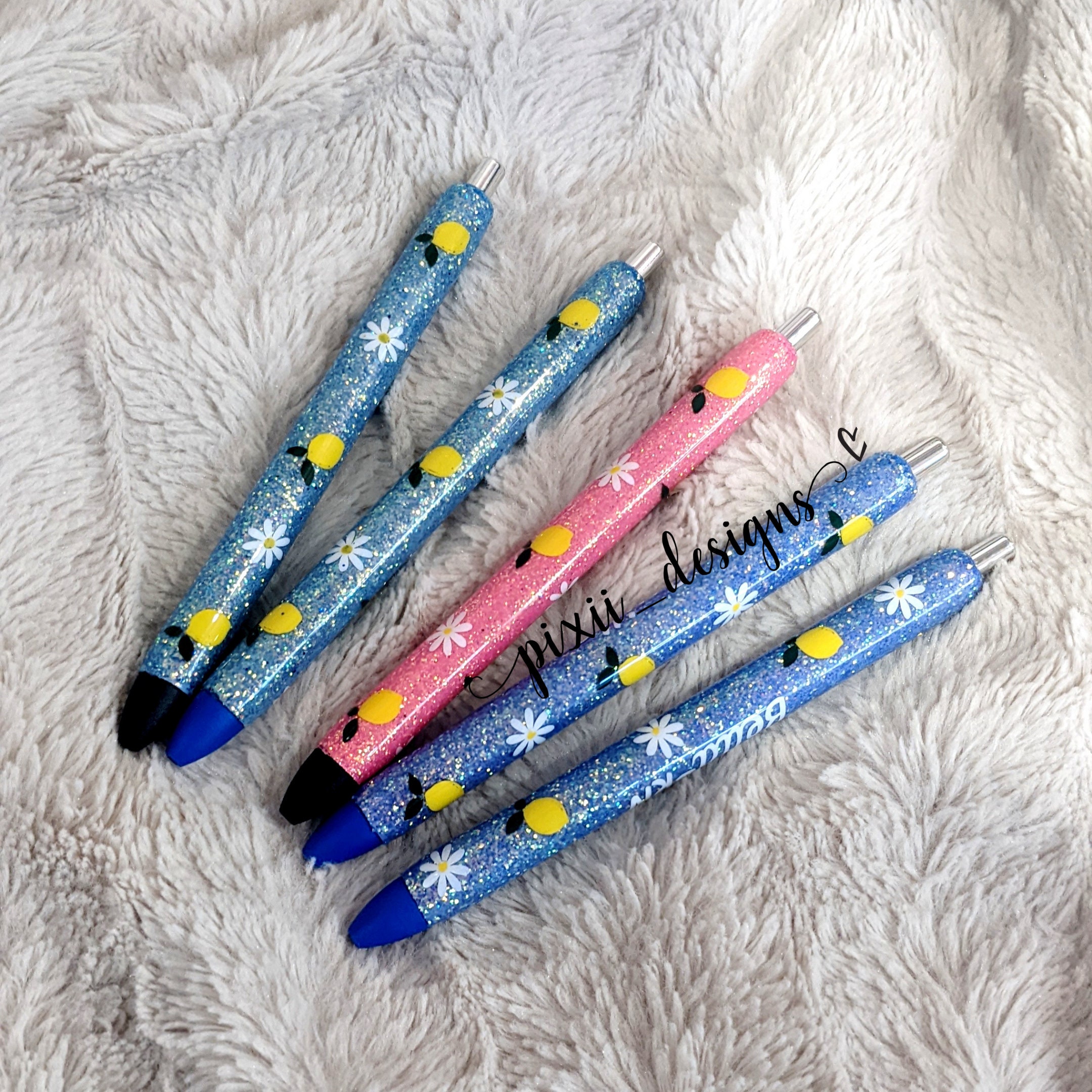 Summer Lemon Pen Refillable Ink Joy Pensglitter Refillable - Etsy