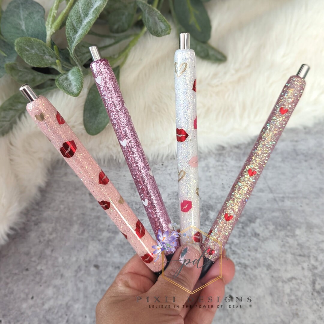 Valentine Glitter Pens Heart Pens Refillable Ink Joy Pens Personalized ...
