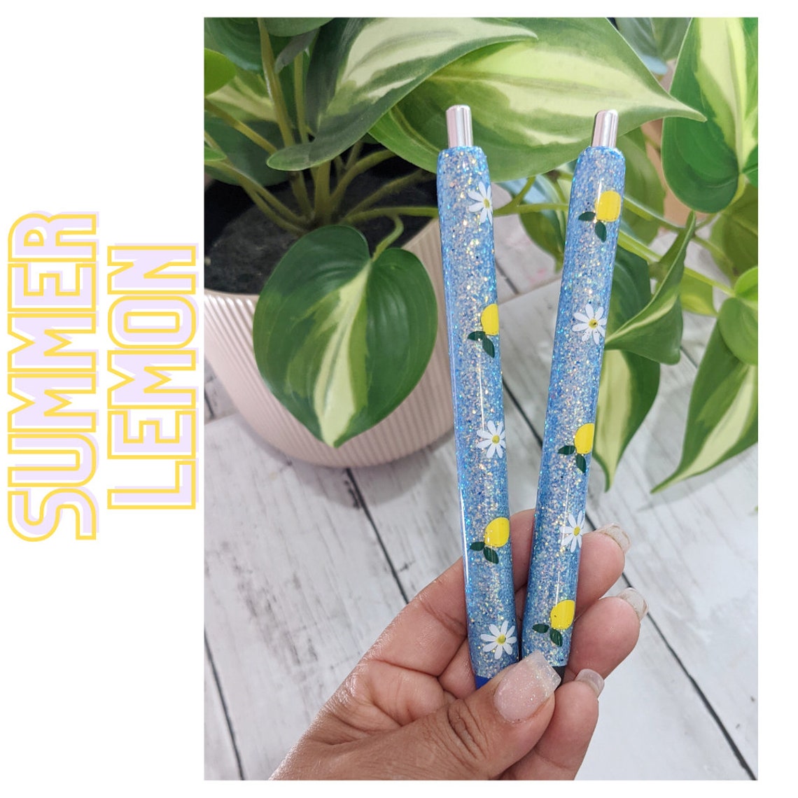 Summer Lemon Pen Refillable Ink Joy Pensglitter Refillable - Etsy