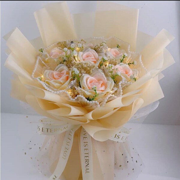 Ribbon Rose Bouquet Etsy