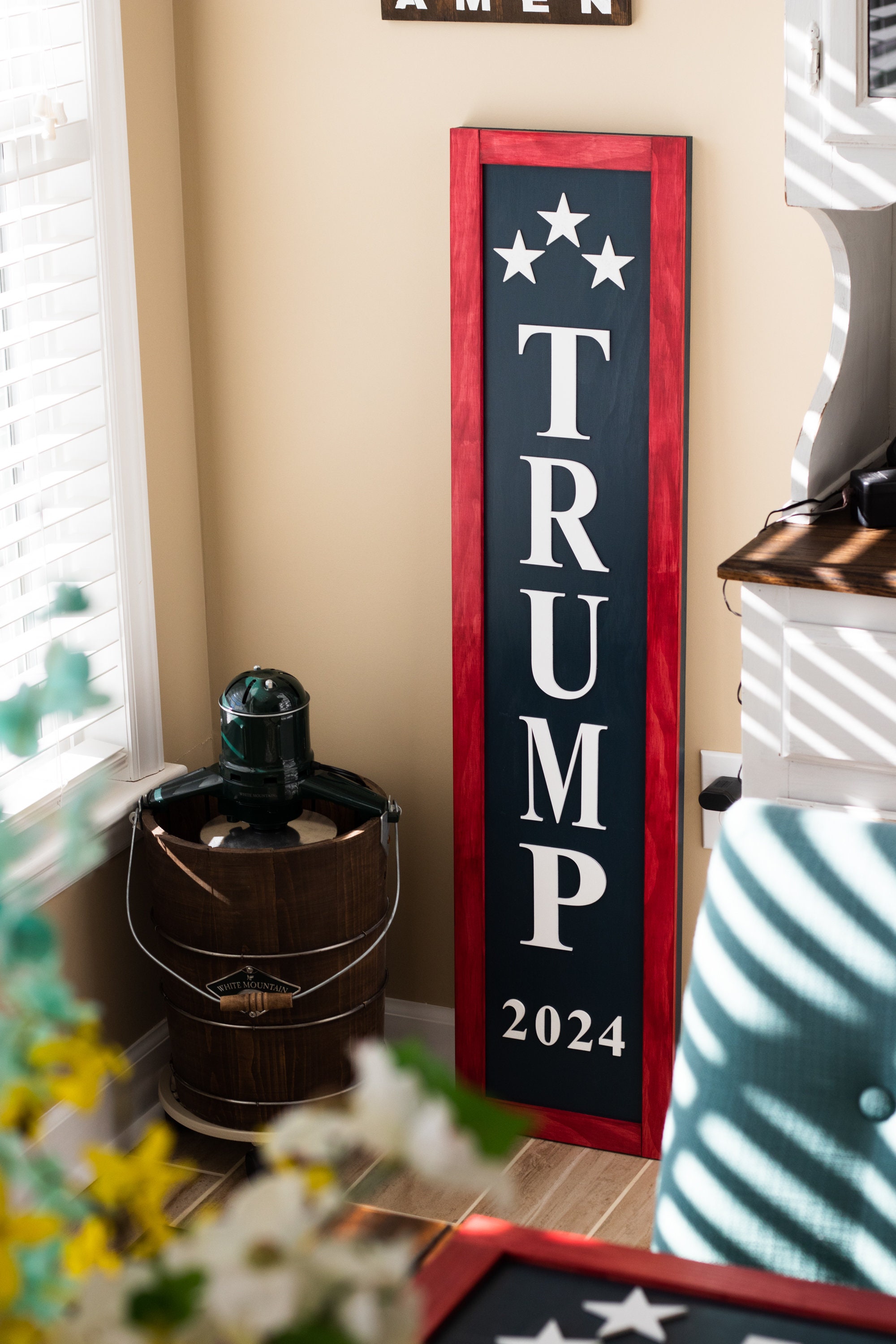 TRUMP 2024 Sign 4FT X 1FT no Stencils Wood Trim, Letters, Stars, and ...