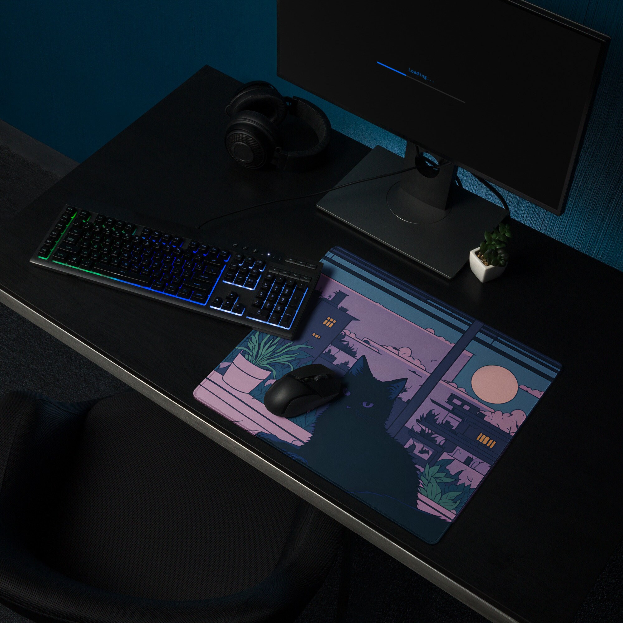 Aesthetic Vaporwave Cat Gaming Mouse Pad Cute Anime Lofi Cat - Etsy