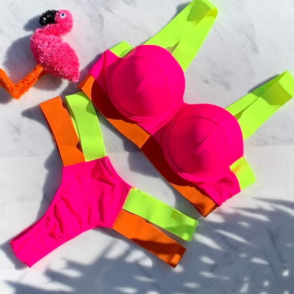 Neon Green Bikini Plus Size - Etsy