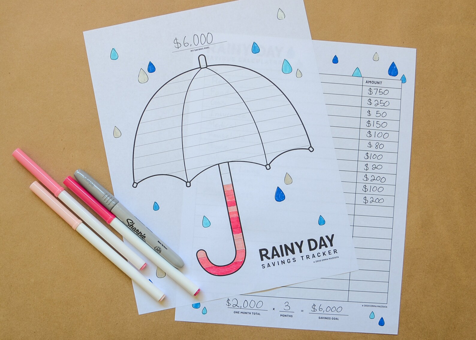 Rainy Day Savings Tracker | Printable | Emergency Fund Budgeting - Etsy