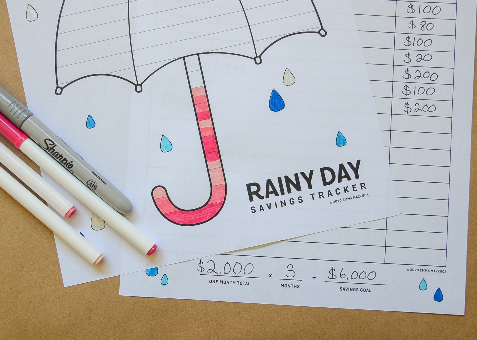 Rainy Day Savings Tracker | Printable | Emergency Fund Budgeting - Etsy