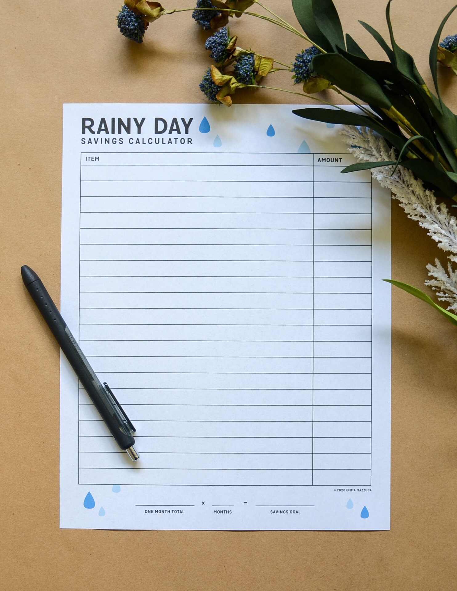 Rainy Day Savings Tracker | Printable | Emergency Fund Budgeting - Etsy