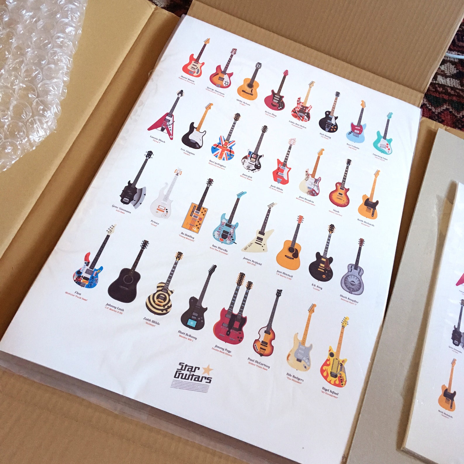 Star Guitars A2 Poster Print. 32x Famous Guitars Illustration. - Etsy