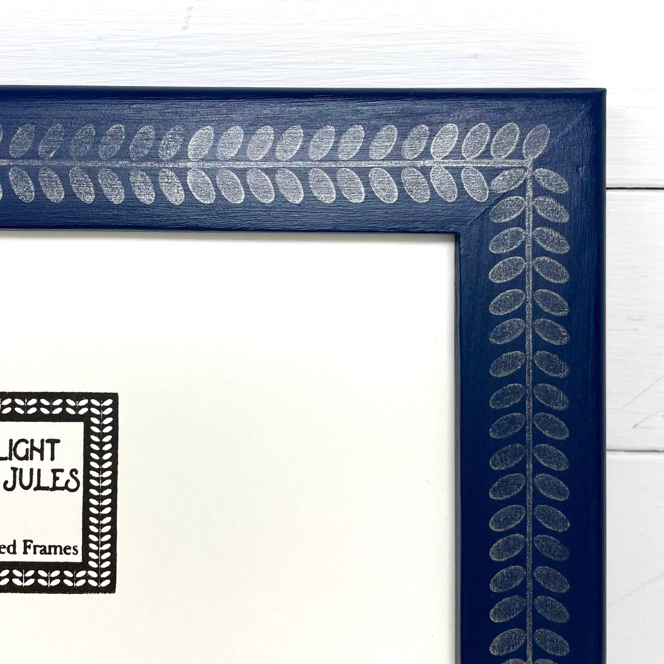 Dark Blue 6x8 Picture Frame With Silver Scandinavian Folk Art Flower ...
