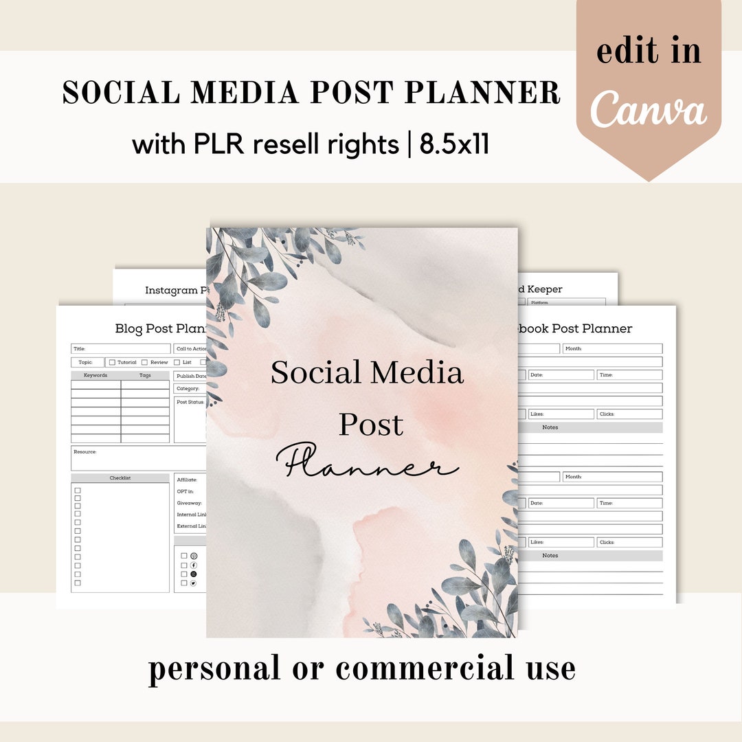 PLR Social Media Post Planner, Canva Template, Instagram Planner ...