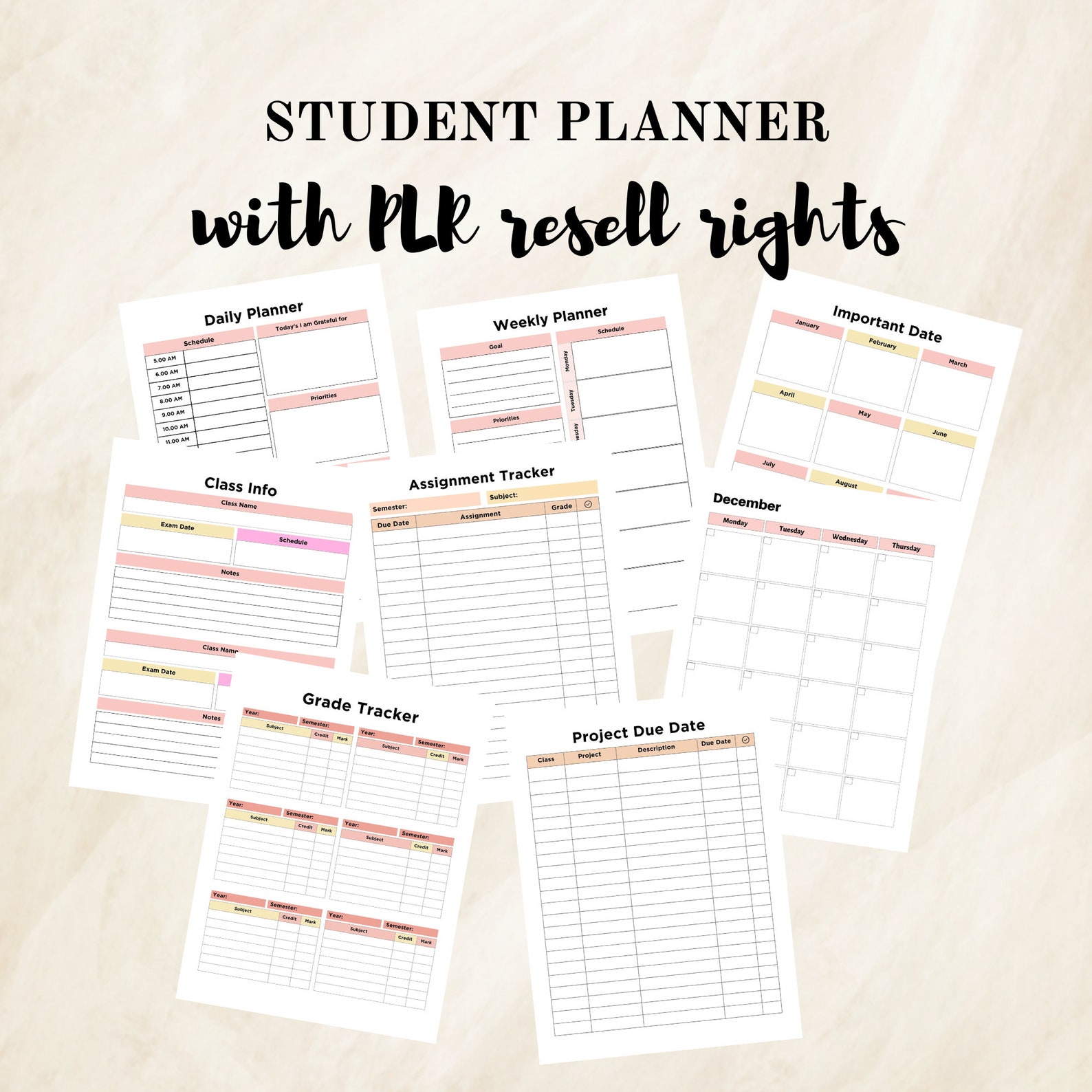 PLR Student Planner, Education PLR Canva Template, School Editable ...