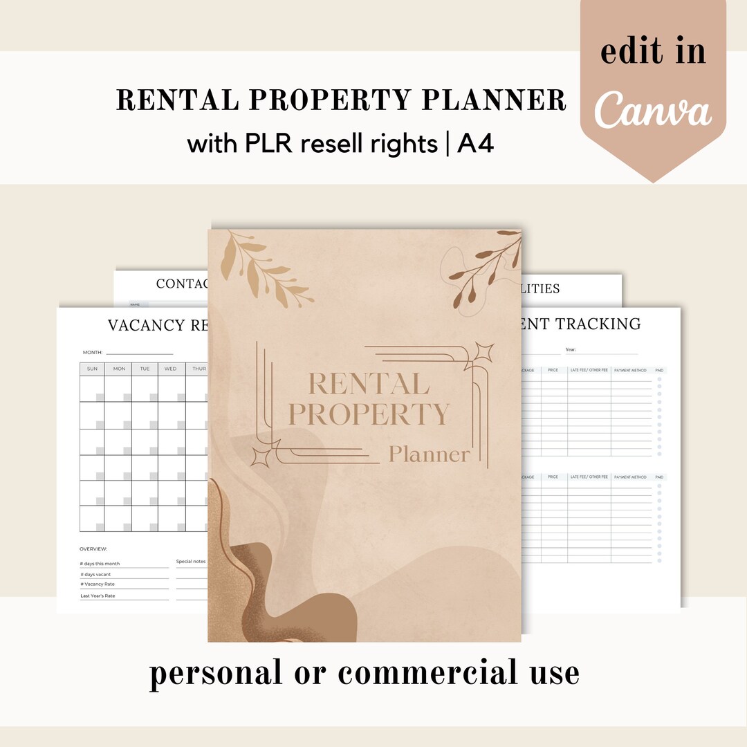 PLR Rental Property Planner, Canva Template, Goals PLR, Editable Lease ...