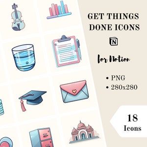 Notion Icons, PNG Images, Cute Pastel Clipart, Get Things Done Template ...