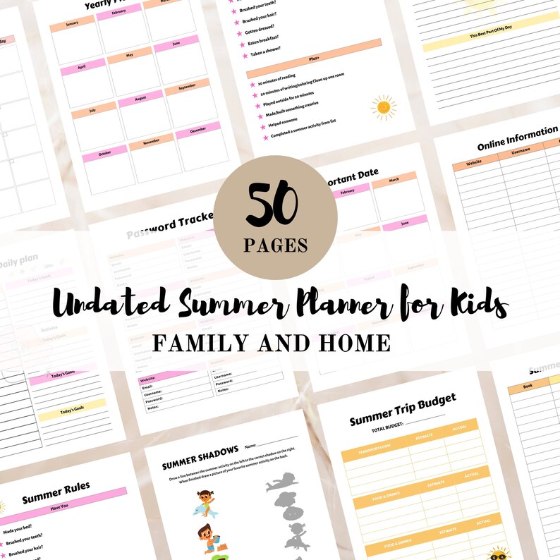 PLR Undated Summer Planner for Kids, Canva Template, Family Planner ...