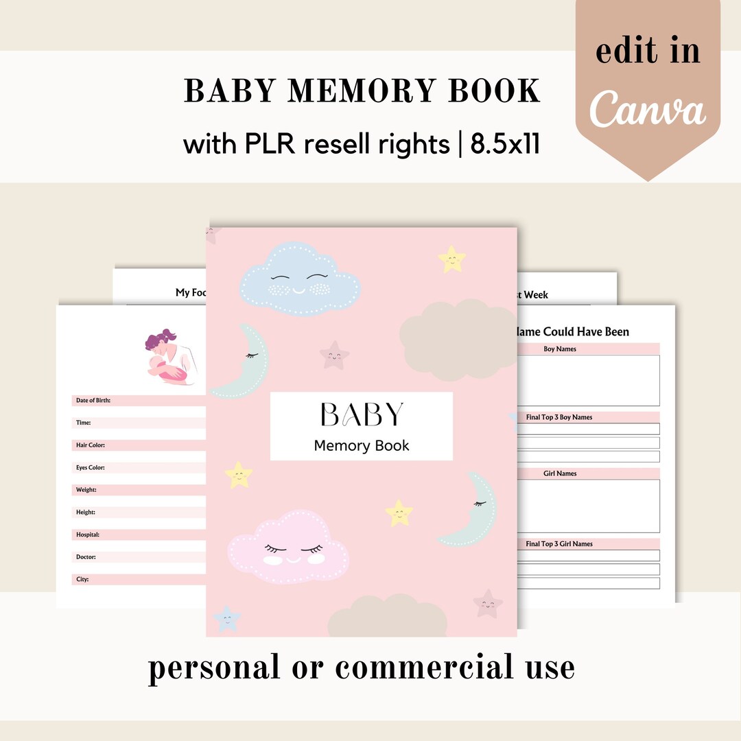 PLR Baby Memory Book, Keepsake Child Canva Template, Holiday Memories ...