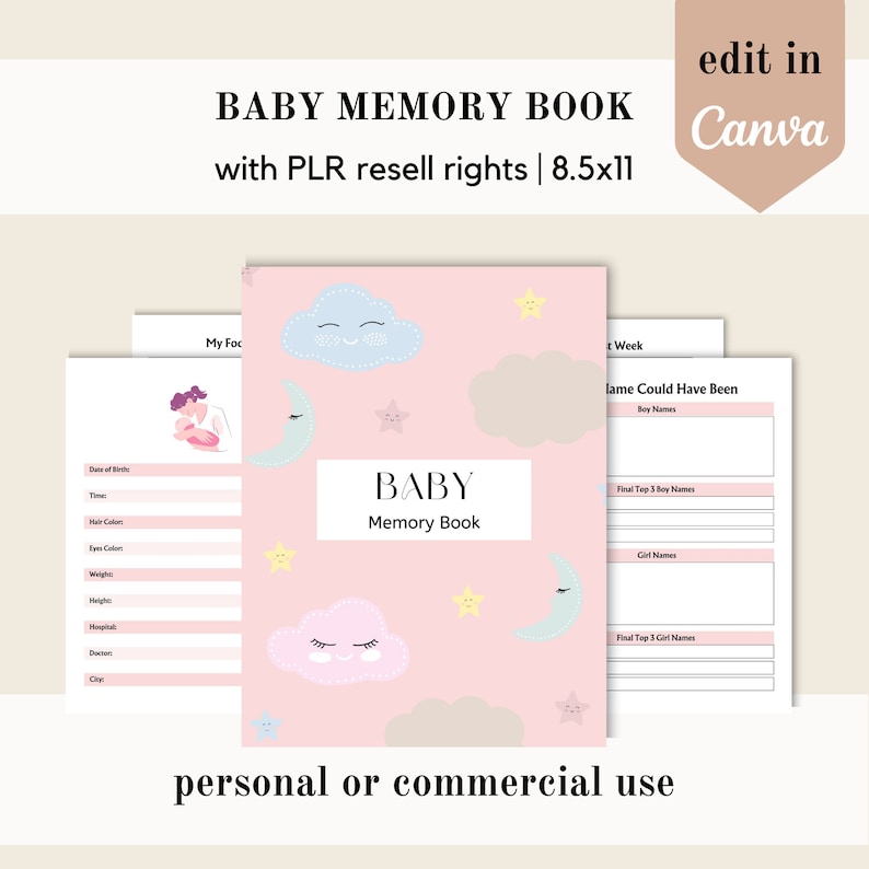 PLR Baby Memory Book, Keepsake Child Canva Template, Holiday Memories ...