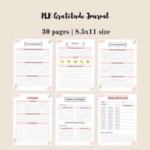 PLR Gratitude Journal Canva Template: Mental Health Planner (commercial ...