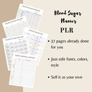 PLR Blood Sugar Planner, Canva Template, Health PLR Planner, Editable ...