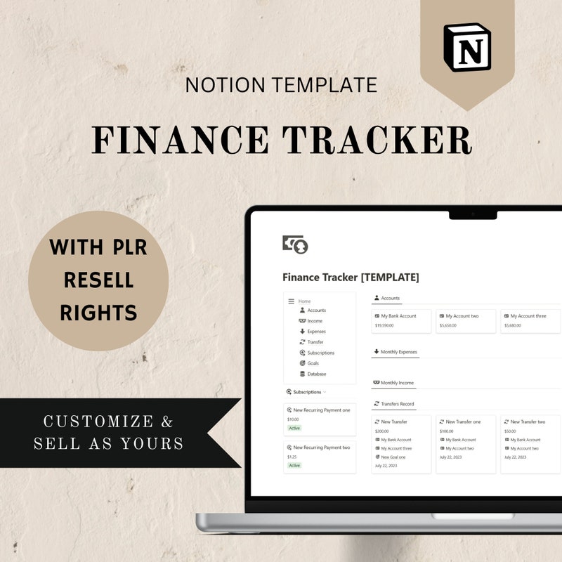 Notion Money Management Template - Etsy